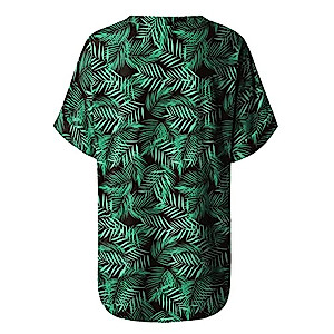 Caimill shop Womens Tops Summer Women's V Neck Short Sleeve Graphic T Shirts Drop Tail Hem Relaxed Fit Tees Blouses Tunic Green