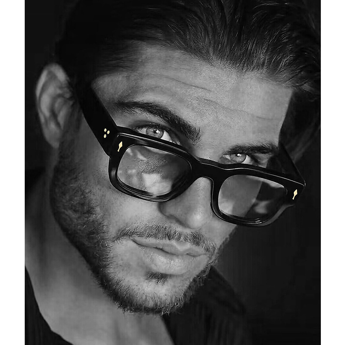 EYLRIM Square Thick Frame Glasses for Women Men Chunky Rectangle Blue Light Glasses Non Prescription Eyeglasses(Black)