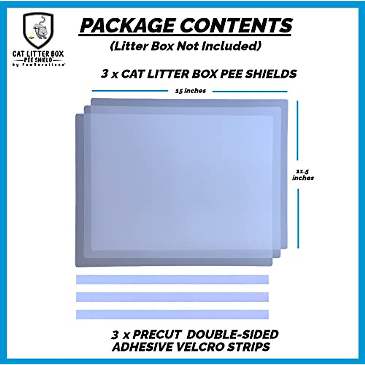 Cat Litter Box Pee Shields (3 Pack) - Litter Box Not Included