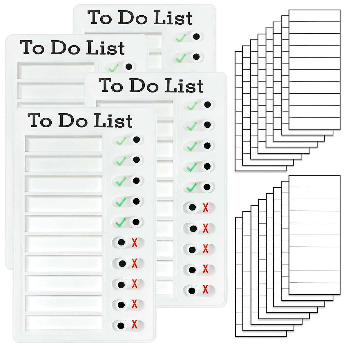 4 Pieces Chores Chart for Kids Multiple Kids - Reusable to Do List with Detachable Cardstock, Sliding Routine Chart, Daily Schedule, and Checklist Board
