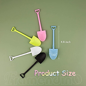 Framendino, 120 Pack Colorful Mini Shovel Spoons, Disposable Shovel Shaped Ice Cream Spoons Novelty Mini Plastic Dessert Spoon for Pudding Yogurt Cake Sugar