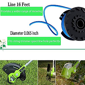 BOOTOP 29092 String Trimmer Replacement Spool 29252, Compatible with Greenworks 24V 40V 80V Weed Eater Cordless Trimmer 21332 21342.065-Inch Single Line Trimmer Replacement Spool (8 Spools, 2 Caps)