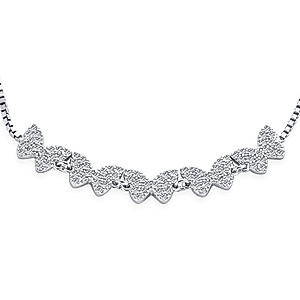 Elegant Modern Dainty Cubic Zirconia Micro Pave CZ Five Butterfly Slide Bolo Bracelet For Women Teens .925 Sterling Silver Adjustable Sliding Ball Clasp Bracelet