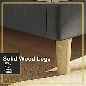 LIKIMIO Twin Bed Frames, Velvet Upholstered Twin Platform Bed Frame with Headboard and Strong Wooden Slats, No Box Spring Needed/Noise-Free/Easy Assembly, Grey