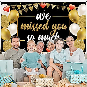 Welcome Home Decorations We Missed You So Much Banner Backdrop, Black Gold Welcome Back Home Family Party Supplies, Patriotic Military Homecoming Army Deployment Returning Back Poster Decor