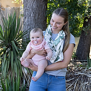 Pobi Baby Premium Multi-Use Cover - Nursing Cover, Baby Car Seat Covers, Shopping Cart, High Chair, and Breastfeeding Cover - Ultra-Soft, Stretchy, Floral Scarf for Baby and Mom (Zephyr Magnolia)