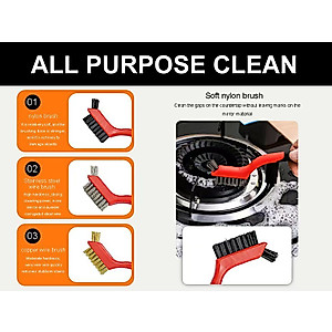 Rust Remover Brass Brush, 3 Pack Small Wire Brush Brass Wire Brush, Brass Brushes for Cleaning, Brass Brush Tool Rust Remover for Metal (Brass Steel Nylon Red)