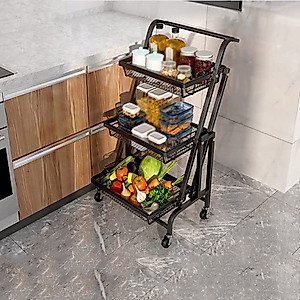 KTSCFS Kitchen Trolley Storage Rack Multilevel Storage Rack Parallel Folding Storage Trolley
