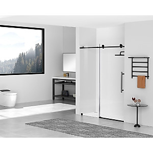 Elegant Kitchen and Bath SD101-6076MBK Frameless Shower Door 60 x 76 Matte Black