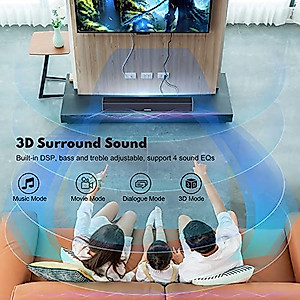 wogree 2.1ch Soundbar with Built-in Subwoofer, 80W 24 Inch Compact Small Sound Bars for TVs, Home Audio TV Speakers Support Bluetooth, TV-ARC, Optical, AUX, Line-in, and USB Input