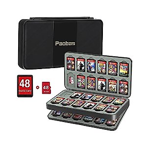 Paobas 48 Slot Game Card Case for Nintendo Switch Game Cards and Mirco SD Memory Cards, Portable Switch Lite/OLED Game Memory Card Storage Holder