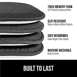 Gorilla Grip Memory Foam Chair Cushions, Comfortable Pads for Dining Room, Kitchen Table, Office Chairs, Stay in Place Backing, Comfortable Microfiber Seat Pad Cushion, Set of 4, 16x16, Black