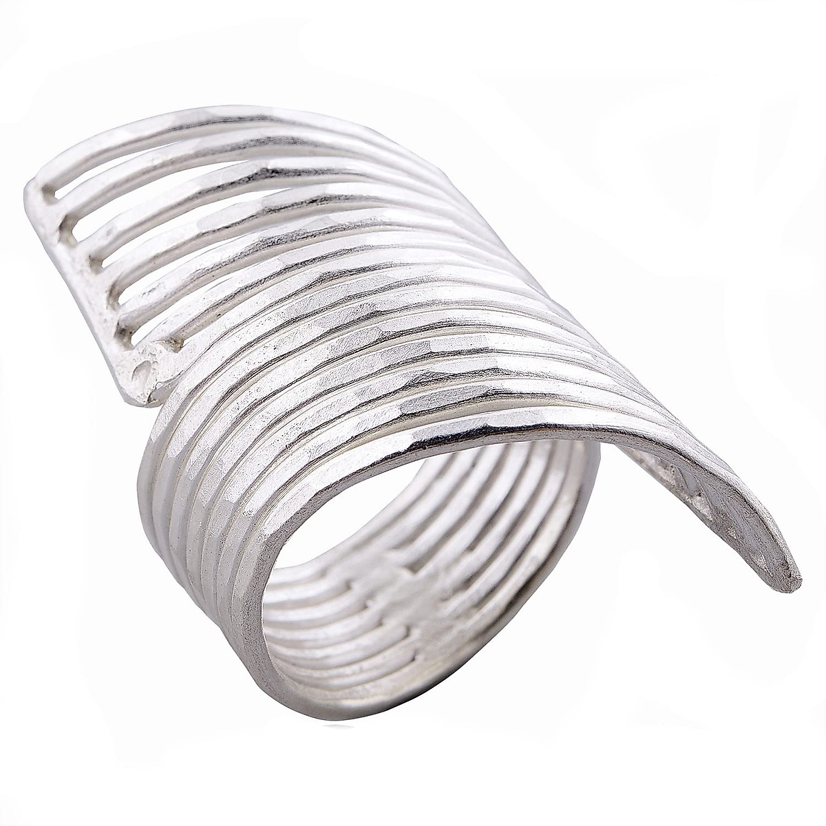 Beautiful Spiral Hammered Ring Thai Karen Hill Tribe Pure Silver (12)