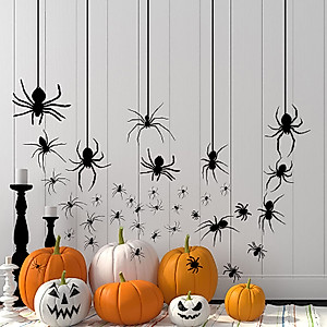 Thenshop 209 Pieces/4 Sheets Halloween Spider Stickers Large Spider Stickers Spider Style Wall Decal Removable Scary Spider Stickers Halloween Wall Clings for Halloween Party Wall Home Room Decors