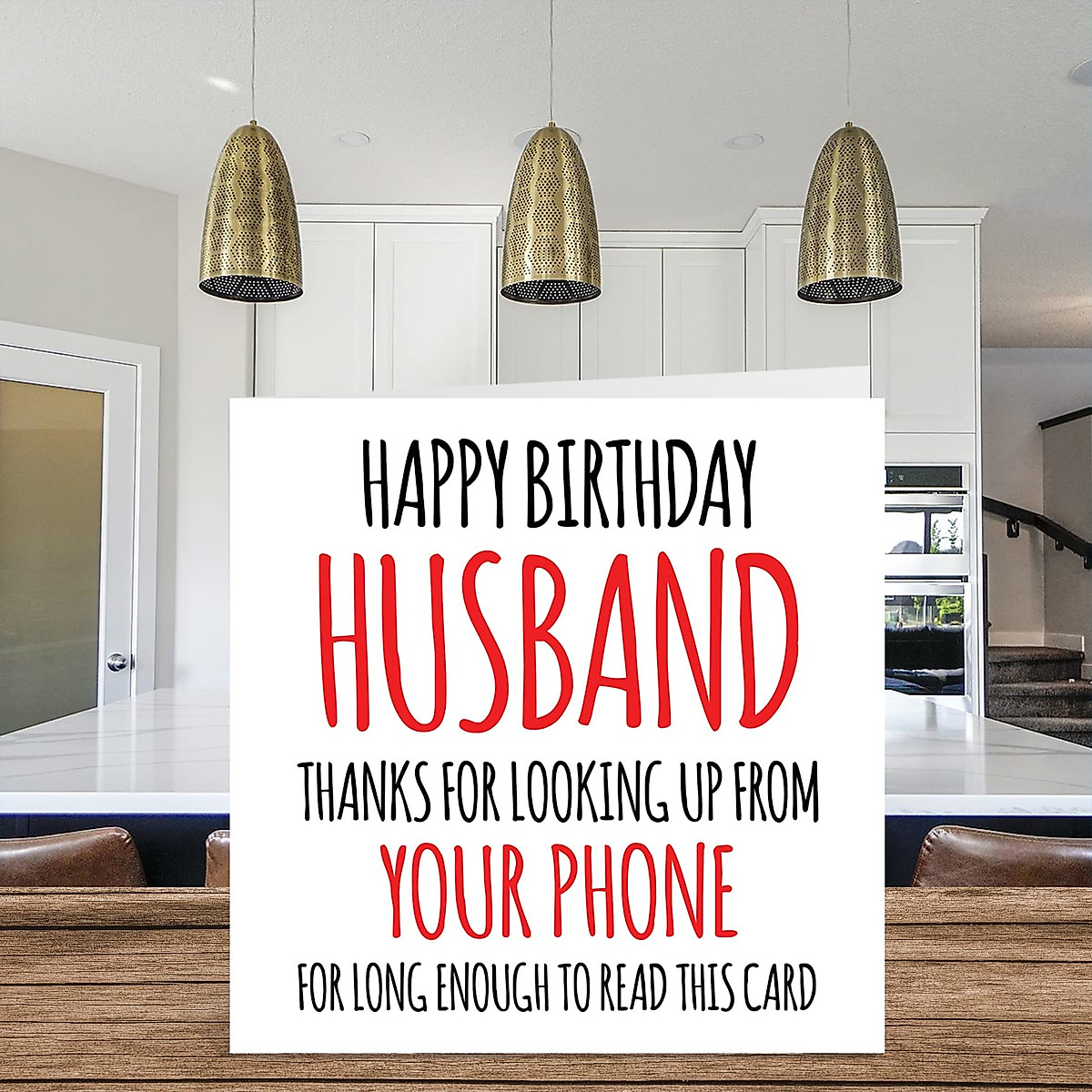 Stuff4 Funny Birthday Cards for Husband - Look Up From Your Phone - Joke Happy Birthday Card for Husband from Wife Partner, Hubby Birthday Gifts, 5.7 x 5.7 Inch Humor Greeting Cards