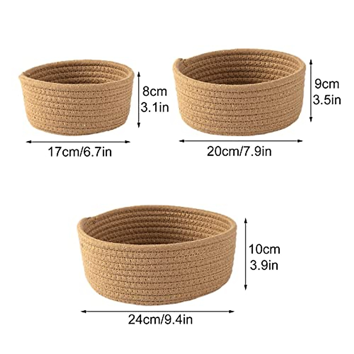 SLDHFE Small Woven Storage Cotton Rope Basket, Cute Round Mini Pink Montessori Tray Decorative Shallow Felt Baskets for Organizing Shelves Decor