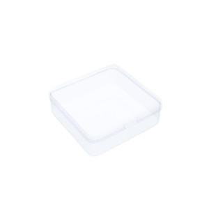Goodma 4 Pieces Square Empty Mini Clear Plastic Organizer Storage Box Containers with Hinged Lids for Small Items and Other Craft Projects (4.92 x 4.92 x 1.38 inch)