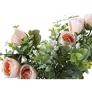 UUPP 2 Bundles Artificial Rose Baby Breath Gypsophila Flowers with Eucalyptus Leaves Bridal Wedding Bouquet for Home Wedding Party Decoration, 13.8 inches