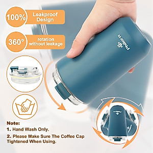 PHILORN Coffee Mug with Lid, 12 OZ Travel Mug, Leak-proof to go Coffee Mug, Stainless Steel Thermal Coffee Mug with Double Wall, Insulated Coffee Tumbler for Men and Women for Hot & Cold Drinks…