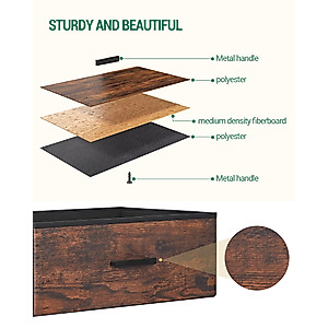 Hzuaneri End Table, Nightstands with 2 Fabric Storage Drawers and Shelves, Side Table, Bedside Tables with Open Storage Shelf for Bedroom, Office, Rustic Brown NS30701B