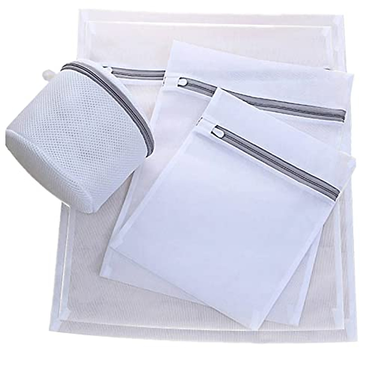 5 White Delicate Laundry Wash Bags-Mesh Laundry Bags with 5 Combinations, Mesh Laundry Bags for Delicate with Premium Zipper, Travel Storage Organize Bag, Clothing Washing Bags for Blouse, Bra, Hosiery, Stocking, Underwear, Lingerie, shirts, t-shirts