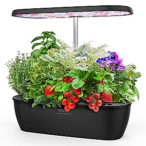 Diivoo Indoor Herb Garden, 12 Pods Hydroponics Growing System with Grow Light, Smart Garden Planter for Family Home Kitchen, Automatic Cycle Timer Germination Kit, Height Adjustable