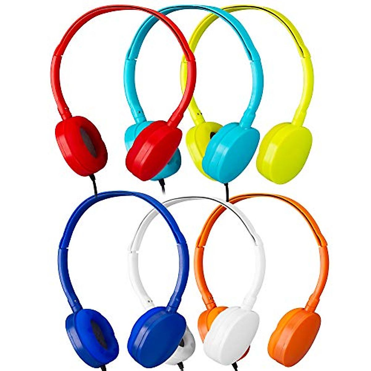 YMJ Bulk Headphones 6 Pack School Headphones for Kids (6 Colors) Kids Headphones for School,Classroom, Libraries, Laboratories (Color Mixed)