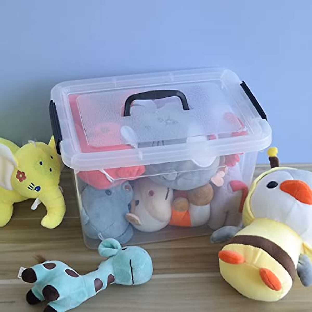 Farmoon 12 Quart Clear Storage Bin, Plastic Latching Box with Handle, 4 Packs