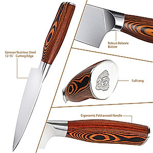 TUO Chef Knife- Kitchen Chefs Knife - High Carbon German Stainless Steel Cutlery - Rust Resistant - Pakkawood Handle - Luxurious Gift Box Included - 6 - Fiery Phoenix Series