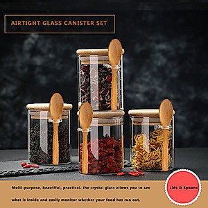 NEPIVEL 8 Pack Glass Jar with Bamboo Lids, 8Oz Glass Containers with Airtight Bamboo Lid and Spoons,100% Sealed Glass Spice Jars for Candy Coffee Beans Sugar Nuts Cookies, 240ml