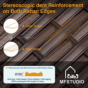 MFSTUDIO 56 Inch PE Rattan Gas Fire Pit Table,50000 BTU Rectangular Outdoor Propane Fire Pit Table with Waterproof Cover and Blue Stone for Patio Courtyard Balcony,Brown