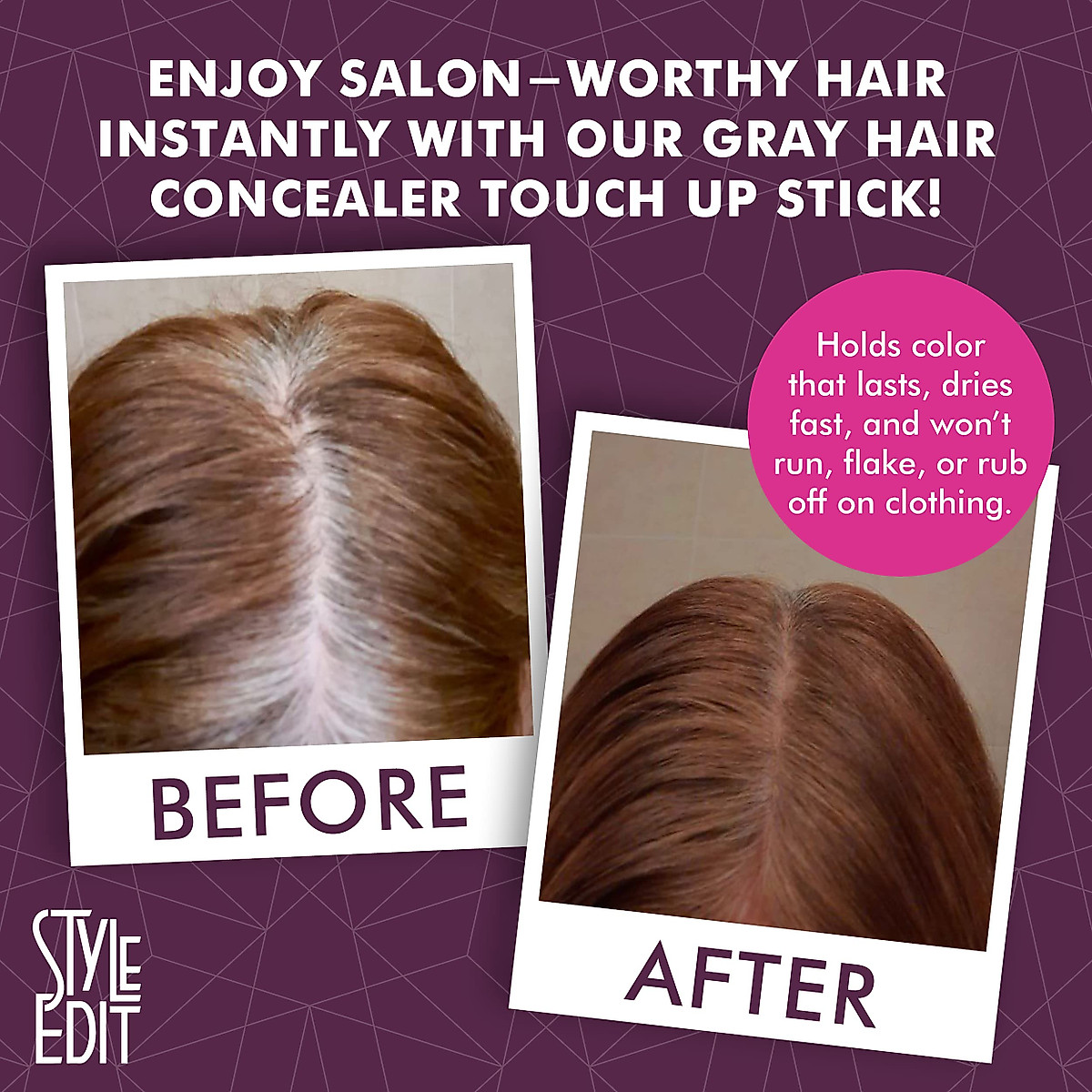 Style Edit Instant Root Concealer Stick to Touch up and Cover Grays (Light Brown)