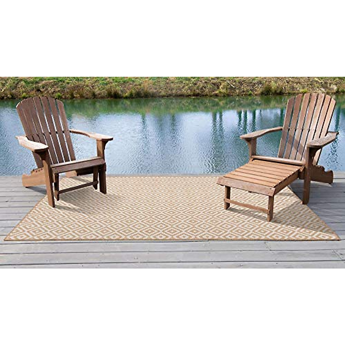 Unique Loom Outdoor Collection Area Rug - Costa Rica (5' 3" x 8' Rectangle, Beige/ Cream)