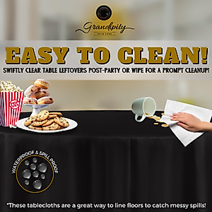 Grandipity Black 84" Decorative Round 12 Pack Premium Disposable Plastic Tablecloth 84 Inch Decorative Round Table Cover