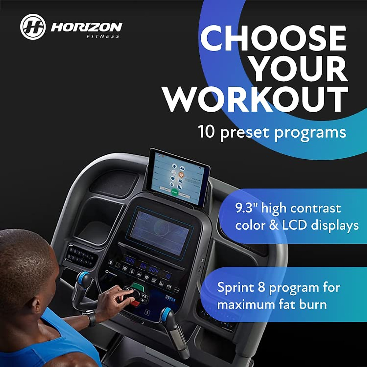 Horizon Fitness 7.8 at Studio Series Smart Treadmill with Bluetooth and Incline, Heavy Duty Folding Treadmill 375 lbs Weight Capacity, Pro Running Machine for Home Exercise and Running with Apps