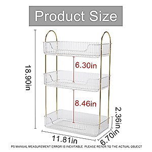Bathroom Organizer Countertop, Vanity Organizer Trays for Bathroom Counter, Bathroom Tray Counter Organizer, Plastic Tray Stand for Perfume, Makeup, Skincare(Clear, 3 Tiers)