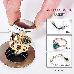 WAGA Sink Up Drain Stopper Basin Bathroom Lavatory Kitchen Bathtub Accessories Basin Metal Washbasin Core Bounce Plug