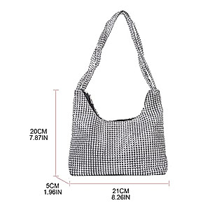 Elegant Handbag Evening Bag Shiny Rhinestone Clutch Bag Silver Underarm Bag Shoulder Bag for Wedding Party evening bag