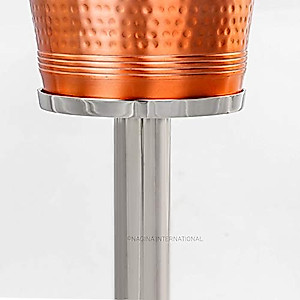 Hammered Copper Lightweight Ice Bucket |Highly Conductive Cooler & Cellar Bucket with Nickel Plated Free Stand | Kitchen Ware & Bar Wares