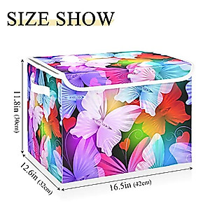 innewgogo Butterflies Storage Bins with Lids for Organizing Closet Organizers with Handles Oxford Cloth Storage Cube Box for Dog Toys