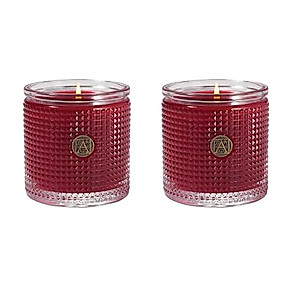 Aromatique Smell of Christmas Textured Glass Candle Set of 2 6oz Decorative Home Fragrance Aromatherapy Long Lasting Room Air Freshener Perfect Fall Decoration Luxury Glass Candle Gift 40 Hour Burn!