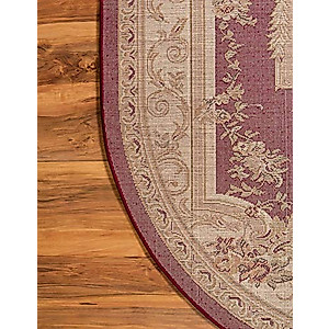 Unique Loom Versailles Collection Traditional Classic Floral Motif Area Rug (3' 3 x 5' 3 Oval, Burgundy/Ivory)