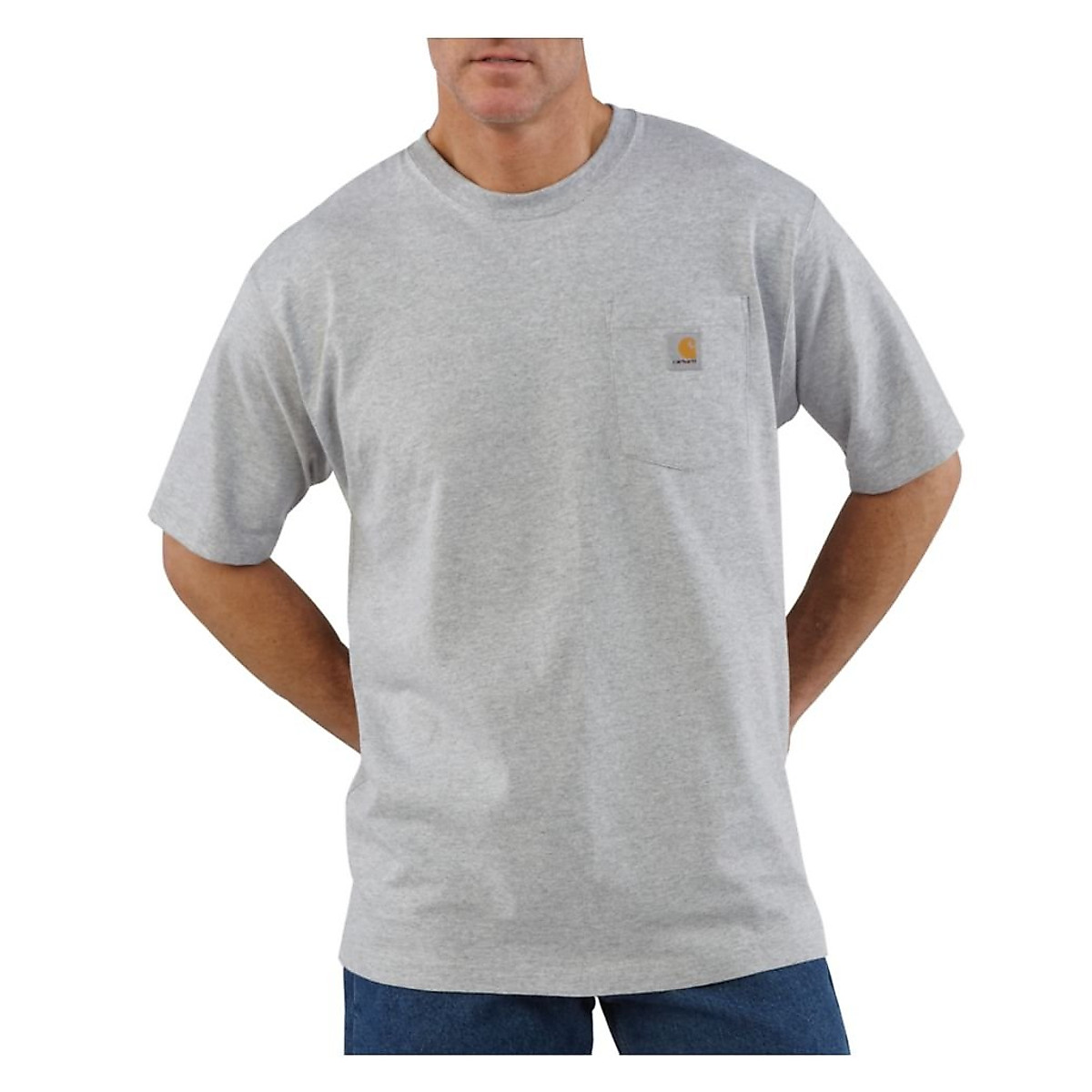 Carhartt Men's Loose Fit Heavyweight Short-Sleeve Pocket T-Shirt (Also Available in Big & Tall), Heather Grey, Large