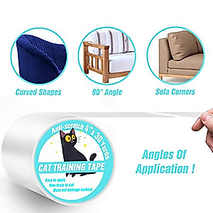 Polarduck Anti Cat Scratch Tape, 4 inches x 30 Yards Cat Training Tape, 100% Transparent Clear Double Sided Cat Scratch Deterrent Tape, Furniture Protector for Couch, Carpet, Doors, Pet & Kid Safe