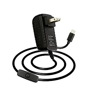 5V 3A USB Type C Power Supply Adapter with ON/Off Switch for Raspberry Pi 4 Model B (1G,2G,3G)