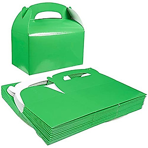Pack of 24 Paper Treat Boxes - Gable Favor Boxes - Fun Party Play Goodie Boxes - 2 Dozen Bright Green Birthday Party Shower Loot Gift Boxes - 24 Count - 6.2 x 3.5 x 3.6 Inches