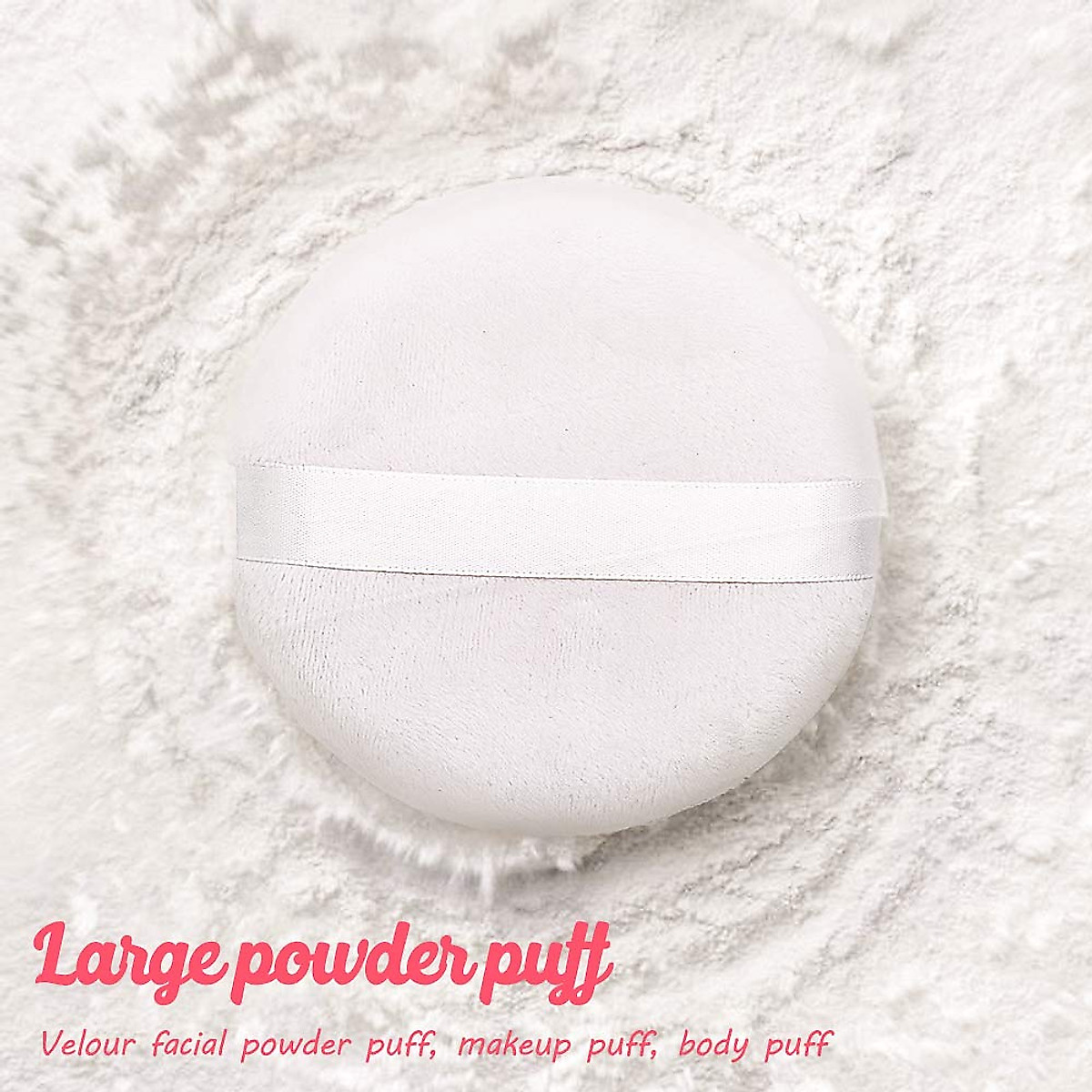 Topwon 4 Inch Powder Puff, Washable Large Body Powder Puff for Face Cleaning,Makeup & Powder Foundation Blending - Soft & Furry