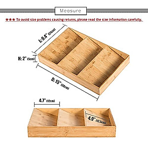 Sansnow 3-Tier Bamboo Drawer Spice Rack Wooden Kitchen Cabinet Drawer Spice Organizer Spice Jar Holder, Medicine/Health Care/Vitamin Bottles Storage Rack, 1 Pack Drawer Rack