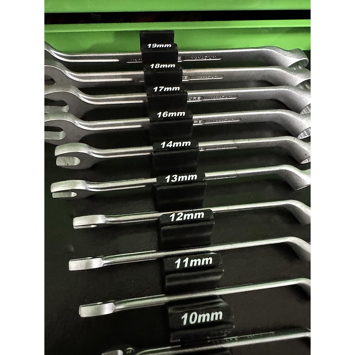 Identification labels compatible with toolbox widget vertical PRO wrench holders (SAE set, Black)