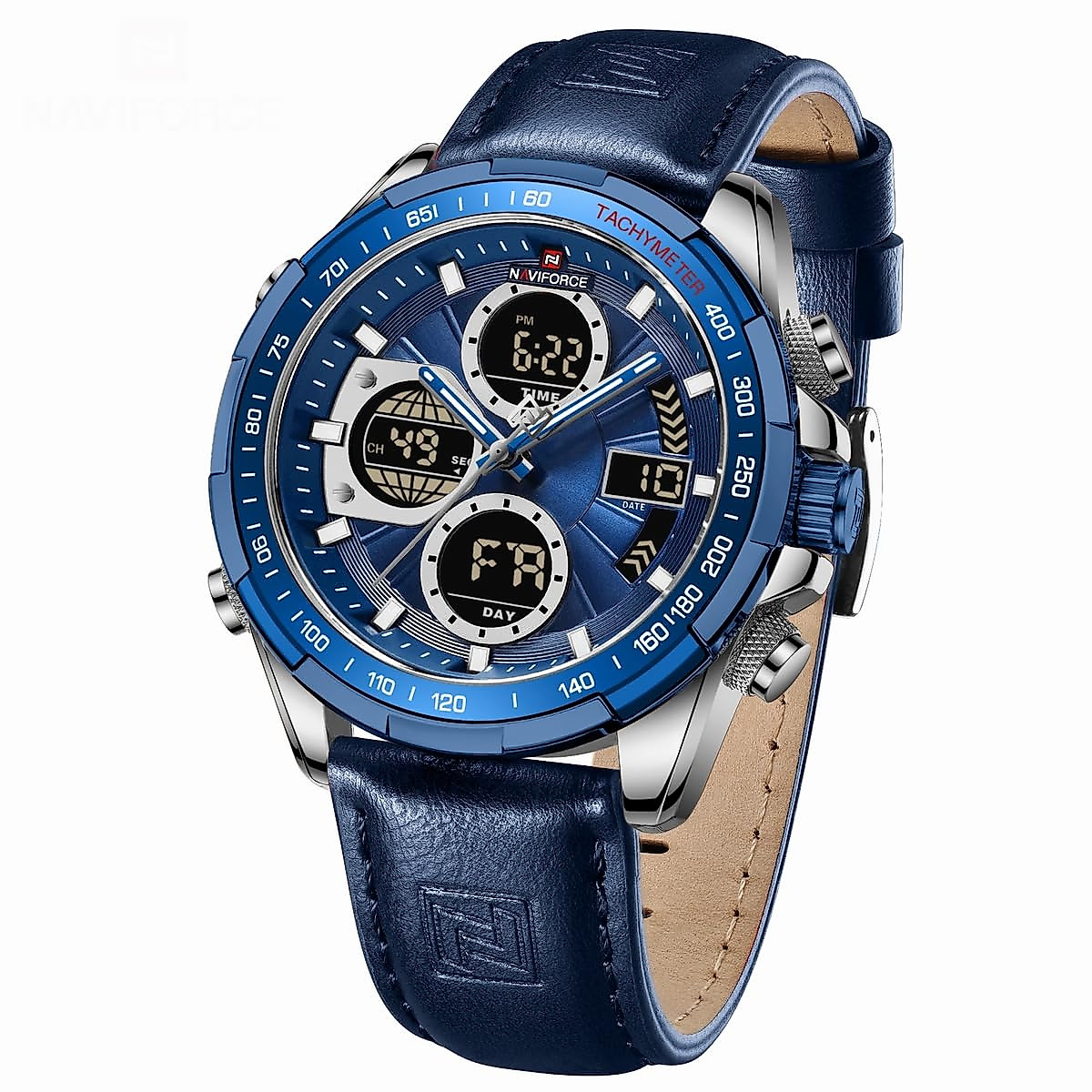 AIMES Men Military Digital Watches Stylish Casual Analog Quartz Waterproof Watch Sport Multifunction Leather Wristwatch Business Dress Wrist Watch for Men